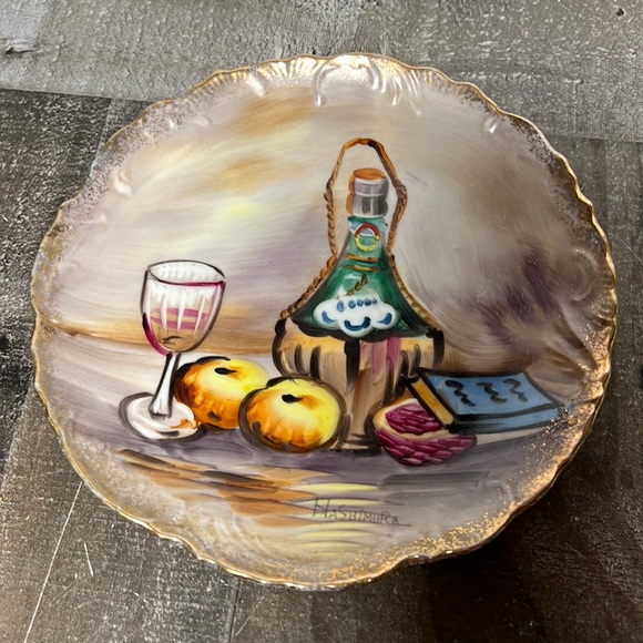 M.Hashimura | Accents | Vintage Plate Fruit Wine Pattern Hand Painted ...